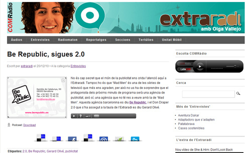 Entrevista a Gerard Olivé en Extraradi, el magazine de Com Ràdio - BeBlog
